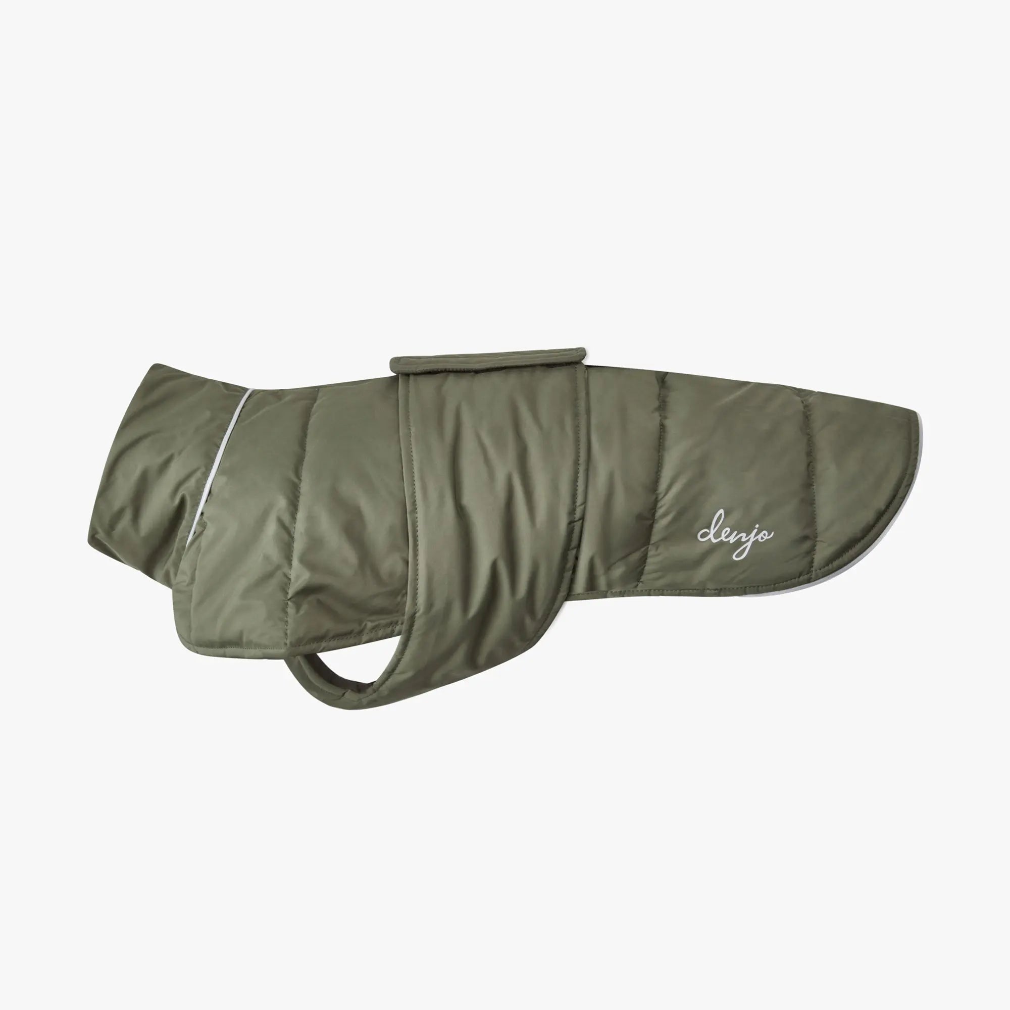Hundedekken Wool Puffer Olive – Vinterdekken fra Denjo Dogs – WePet.no